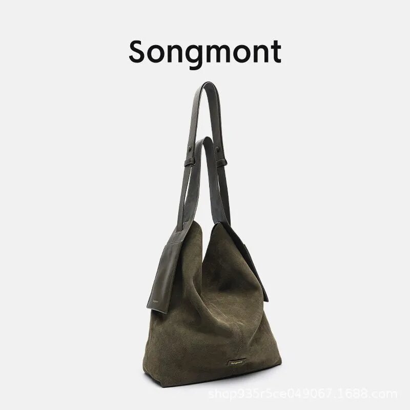 Рюкзак Songmont зеленый из натуральной кожи, большой размер, городской минимализм, женский — фото 1