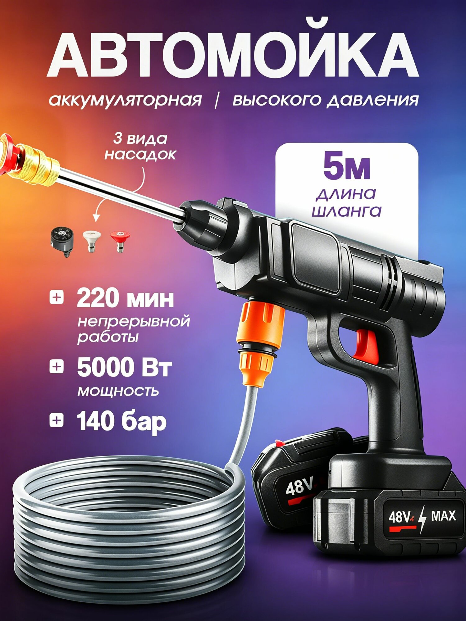 Мойка высокого давления аккумуляторная для автомобиля