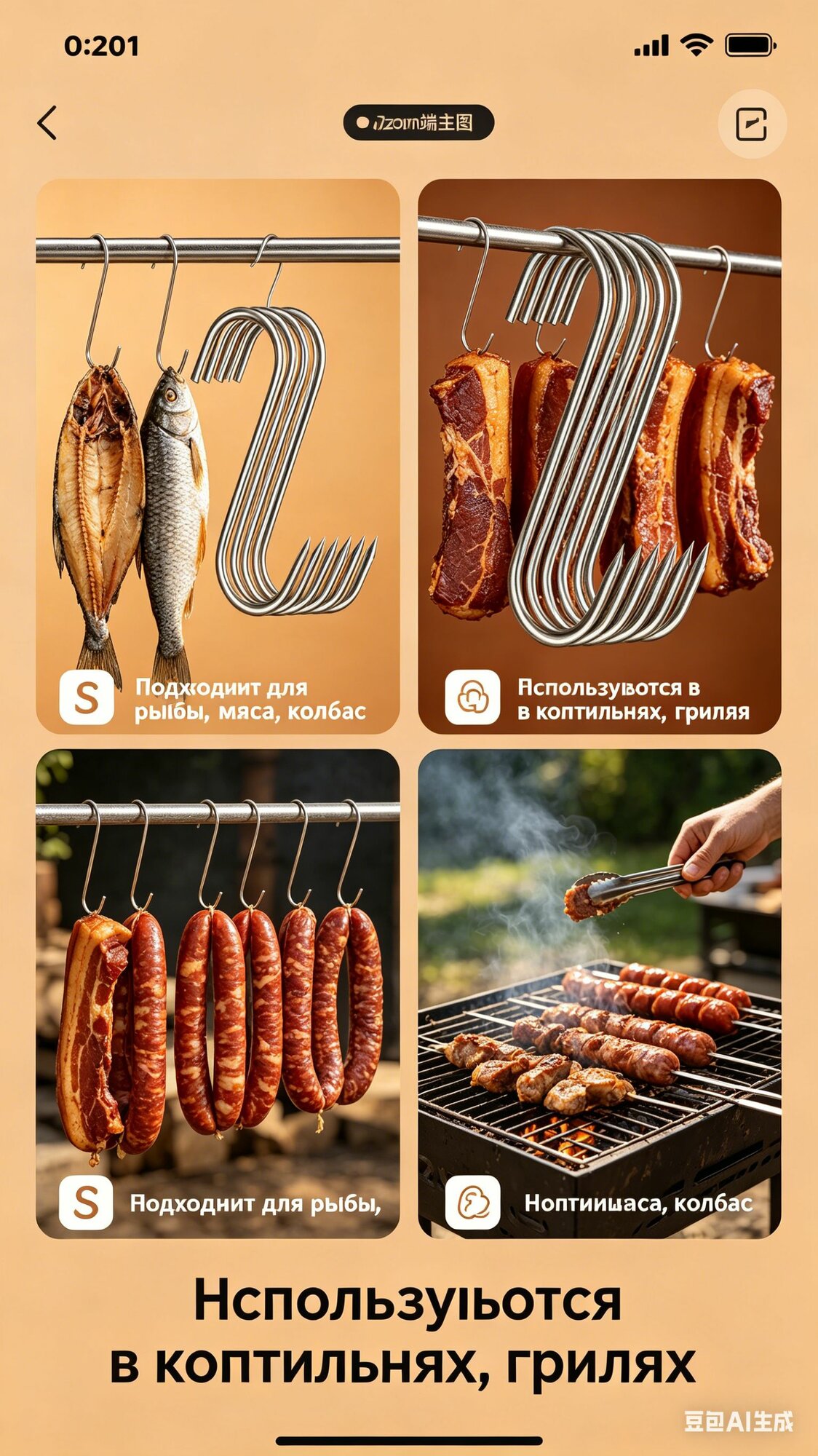 Крючки из нержавеющей стали AISI304 для мяса и рыбы, 3x80 мм, 30 шт, острые, для копчения, вяления, для дома и туризма