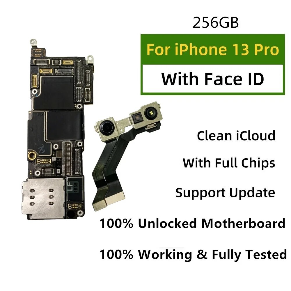 100% рабочая материнская плата для iPhone 13 Pro с/без Face ID, разблокированная, без блокировки iCloud, поддерживает обновление iOS.