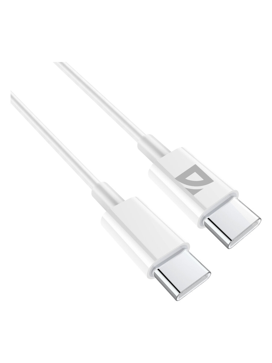 Кабель USB DEFENDER F182 белый (2м, USB Type-C/USB Type-C, 30Вт, пакет) (87537)