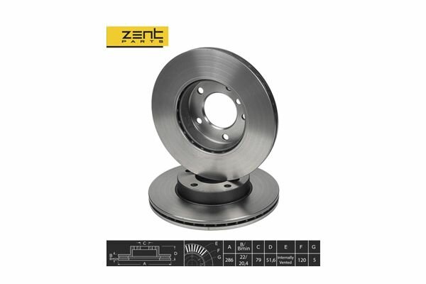 ZENTPARTS Диск тормозной передний для BMW E36/E46 1.8-2.5D M42-M52 91>