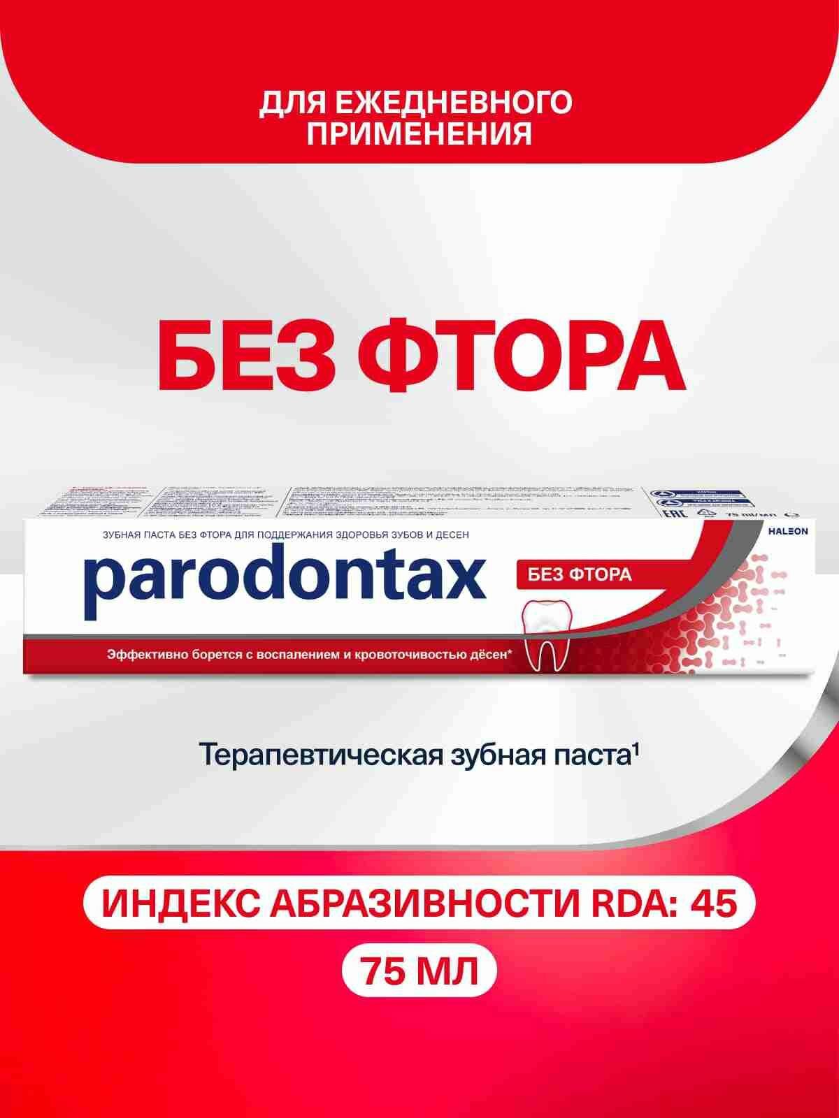 Зубная паста Parodontax без Фтора, 75 мл Для чувствительных зубов и десен, от воспаления и кровоточивости