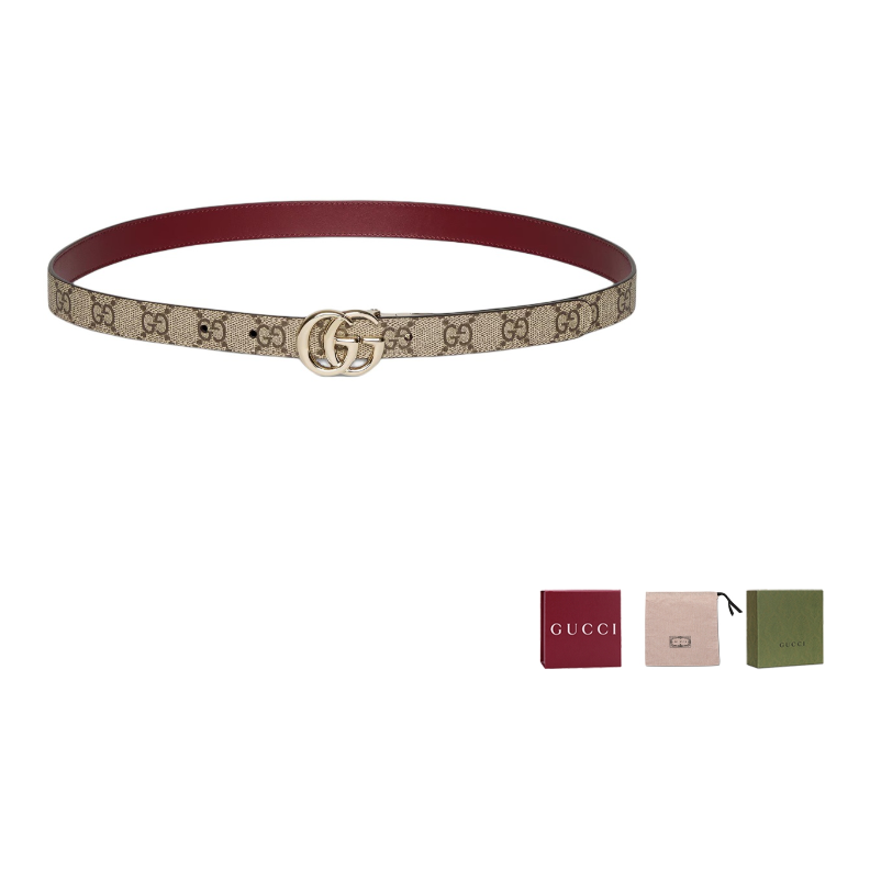 GUCCI GG Marmont ПУ (полиуретан) Искусственная кожа Аксессуары для телефонов Кожаные ремни Женские Бежевый красный 2 см 95