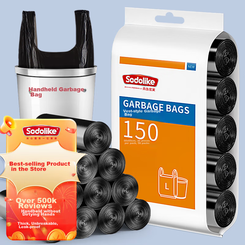 Sodolike garbage bags, 150 count, medium-large size, 50*65cm*5 rolls