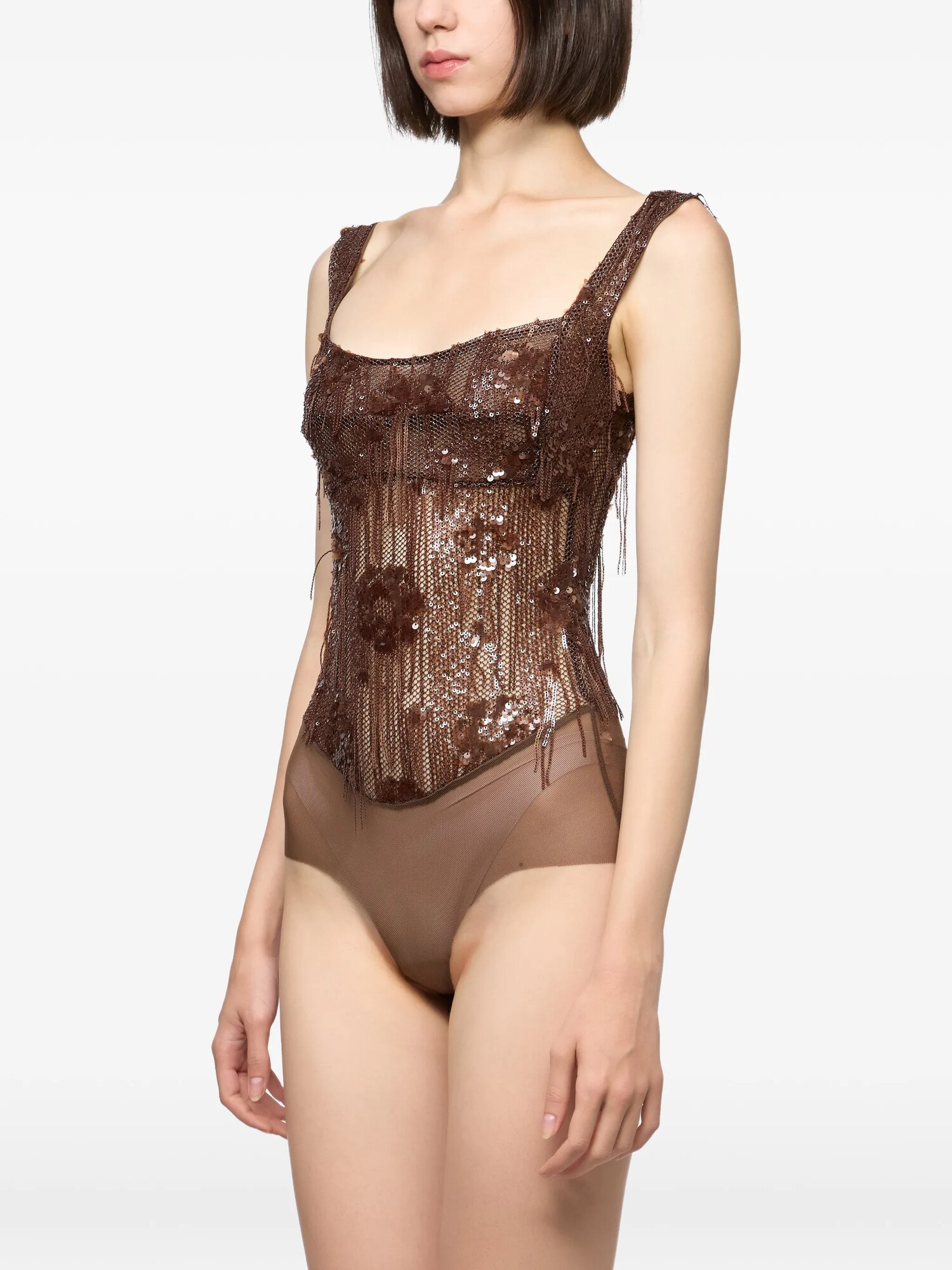 Боди бельевое ATU BODY COUTURE, размер 2XS, коричневый — фото 1