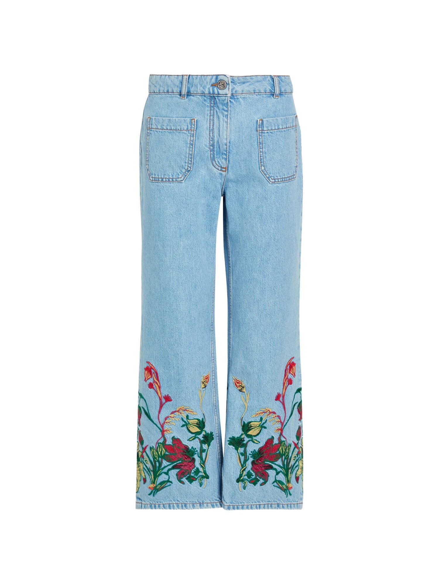 Джинсы Floral-embroidered jeans 