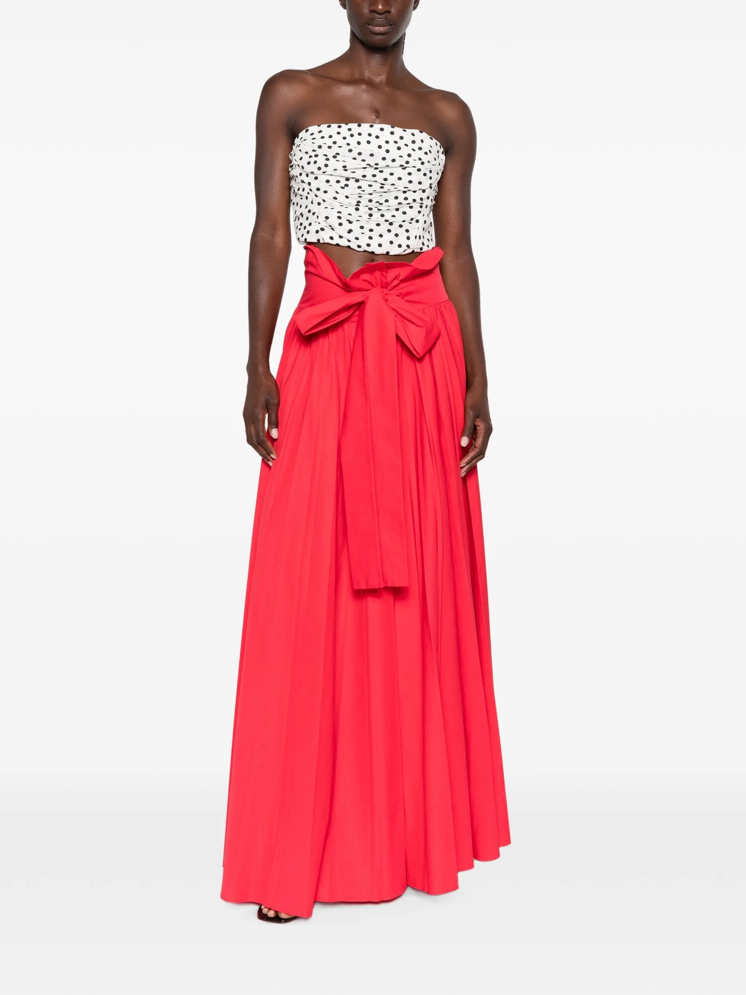 Топ PHILOSOPHY Di Lorenzo Serafini Polka-dot ruched top, размер 44, бежевый/белый — фото 1