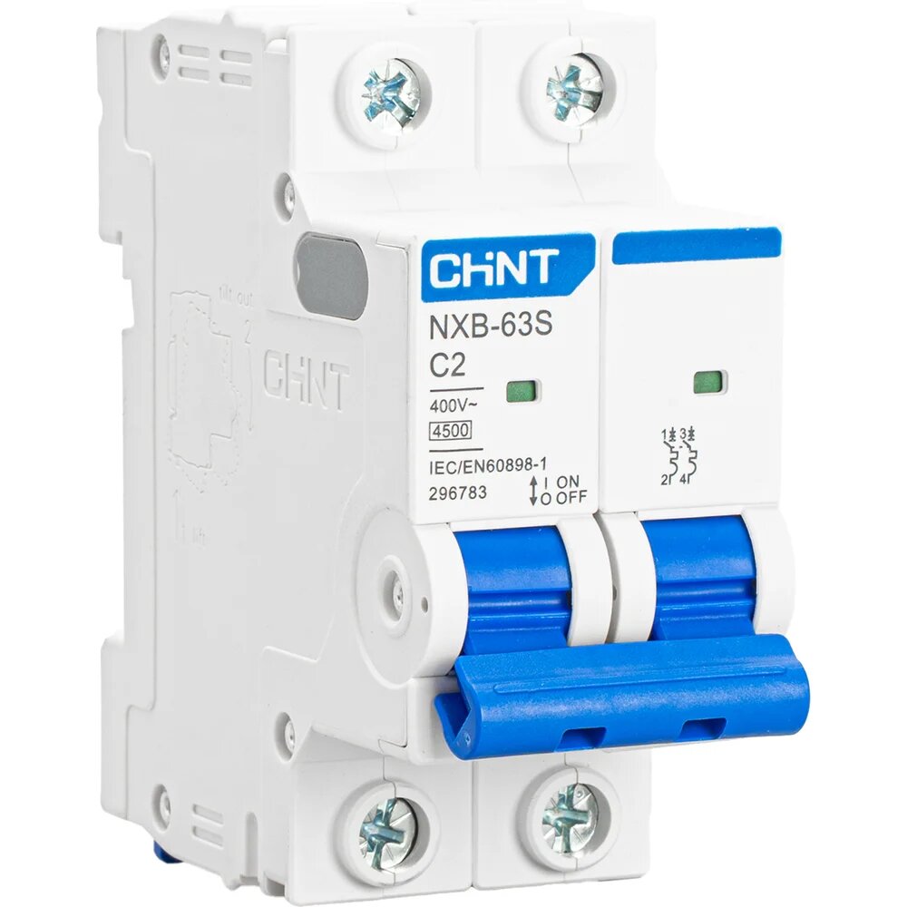Автоматический выключатель CHINT NXB-63S 2P 2А 4.5kA характеристика C R 296783