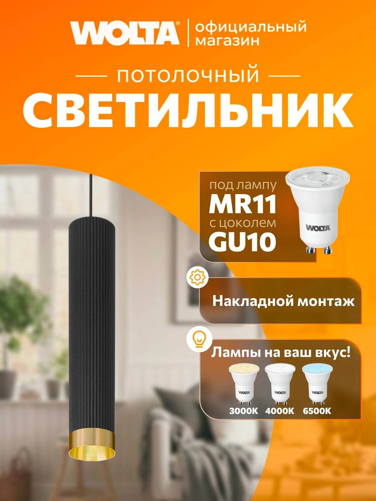 Светильник потолочный подвесной WSL-MR11/P16BG под лампу GU10