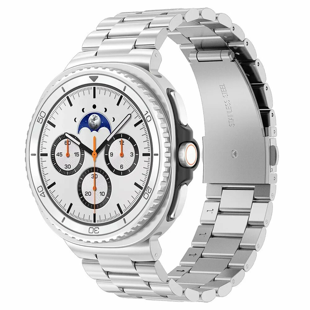 Ремешок из нержавеющей стали 24 мм для Samsung Galaxy Watch 8 / 8 Classic, застёжка-бабочка.
