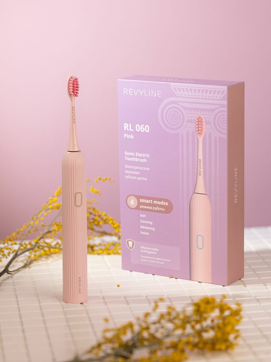 Зубная щетка Revyline RL 060, электрическая, звуковая, розовая