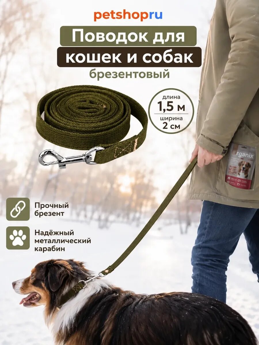 Yami Yami амуниция Поводок брезентовый, импорт. карабин, 1,5 м * 2 см