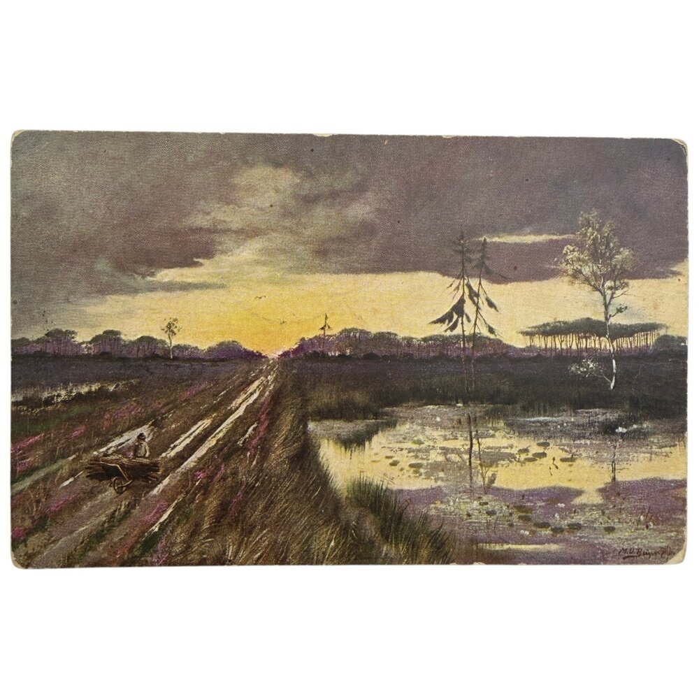 Почтовая открытка "Сбор хвороста в сумерках" 1900-1909 гг. Германская Империя