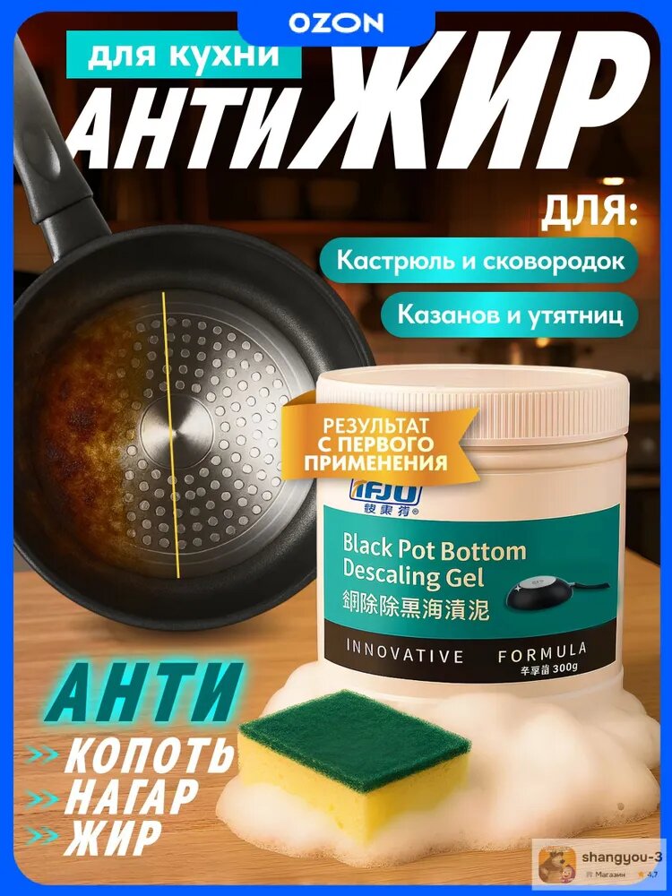 Антижир для кухни, для кастрюль и сковородок, антинагар