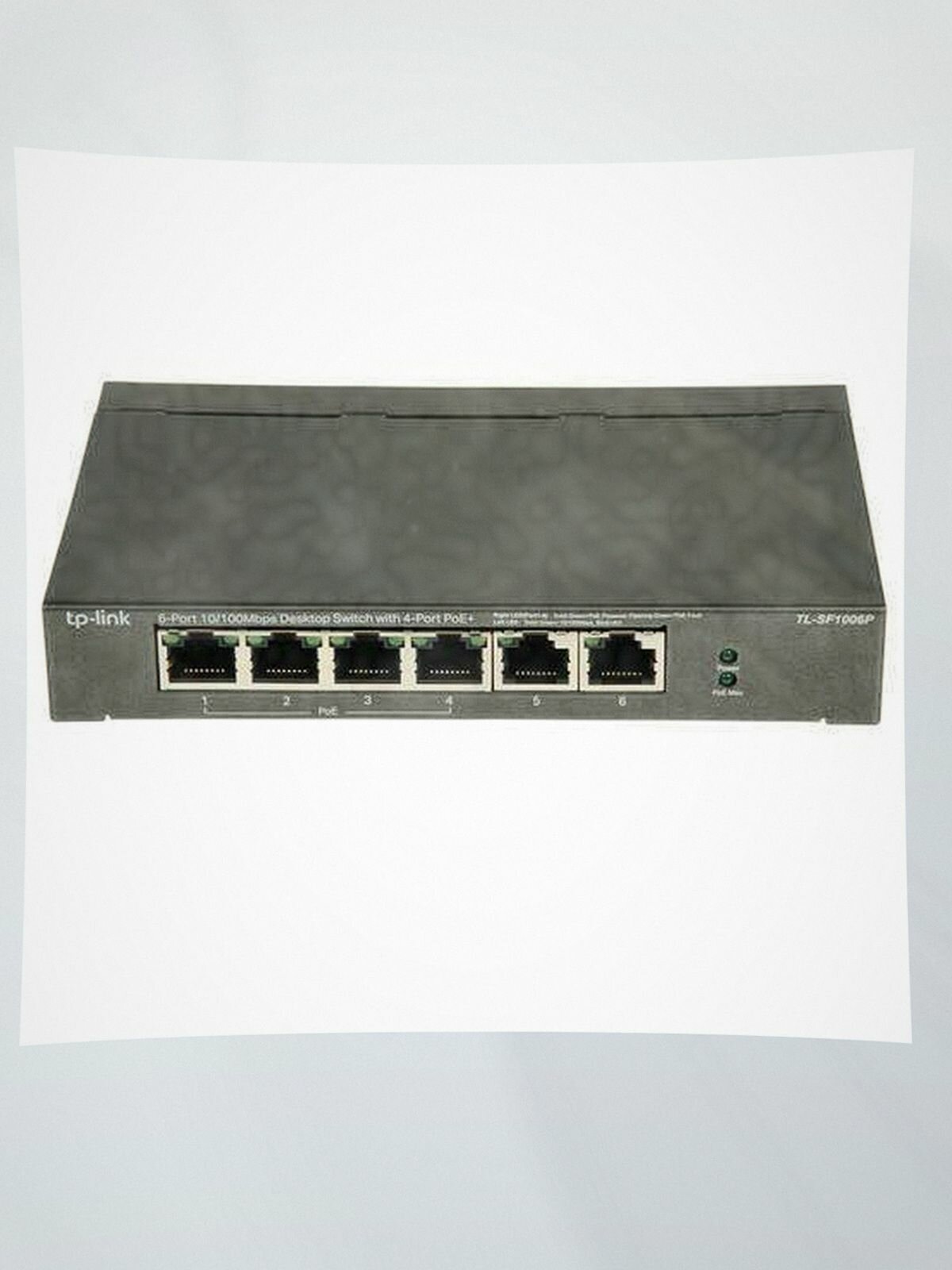 TP-Link TL-SF1006P 6-портовый 100 Мбит/с неуправляемый коммутатор с 4 PoE-портами (67 Вт), белый