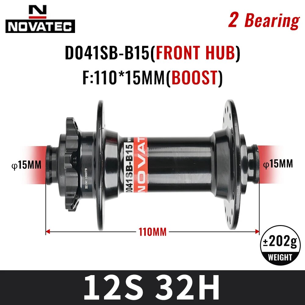 Втулки Novatec D041 D442SB MTB дисковые стальные 32H Front 110x15MM