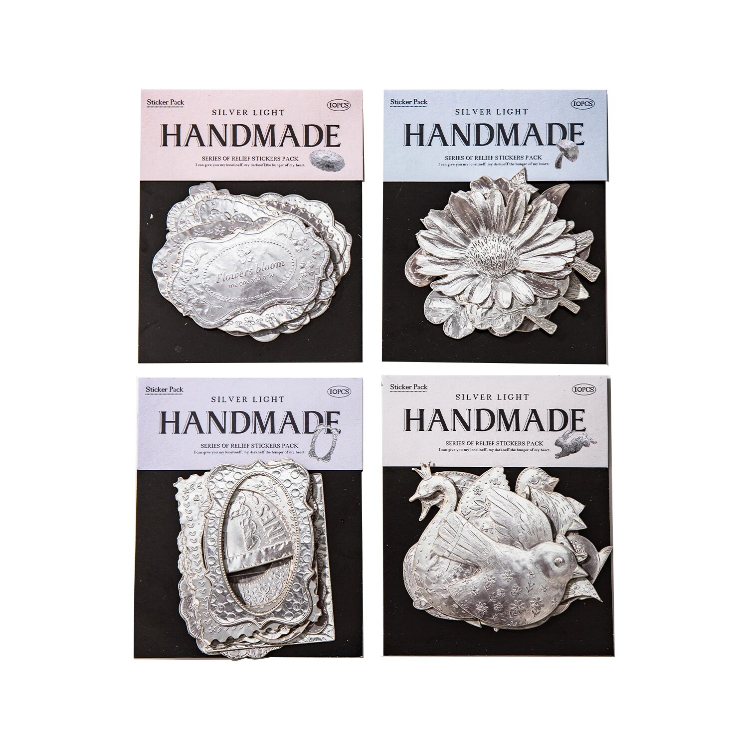 Винтажные серебряные наклейки JIANWU для скрапбукинга и коллажей set of 4