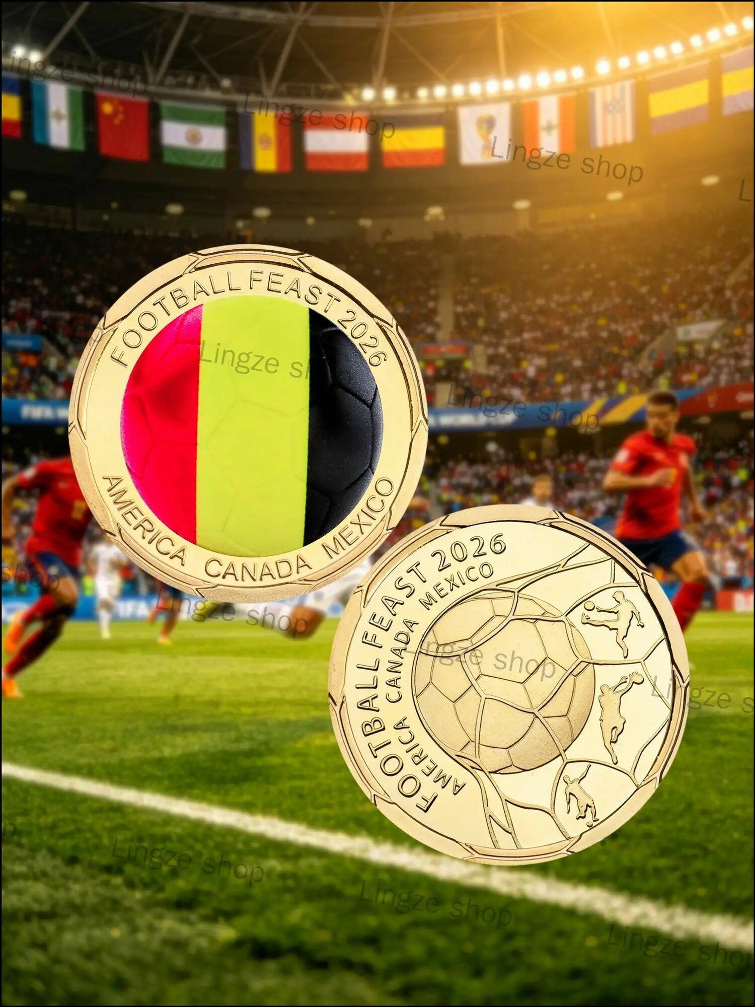2026 Памятные монеты чемпионата мира по футболу, металлические значки для футбольных фанатов, коллекционный сувенир-Бельгия
