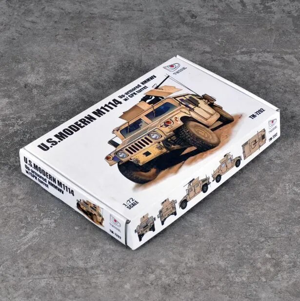 T-Model 1/72 7202 US Modern M1114 Up-Armored HMMWV с башней GPK Модель бронетранспортера