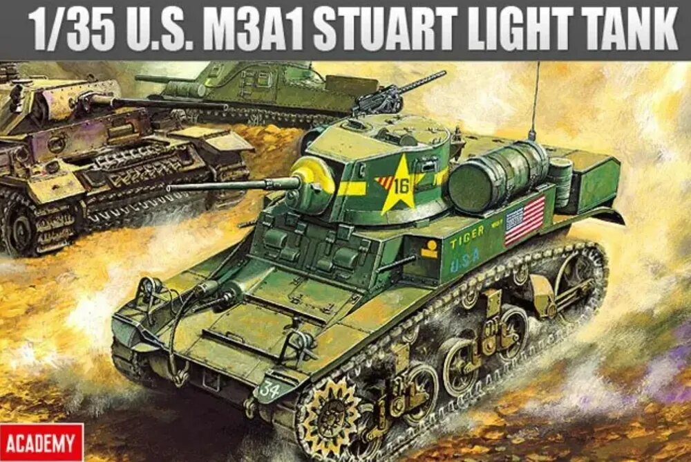 ACADEMY AC13269 1/35 US M3A1 STUART Свет Танк Собранный набор моделей
