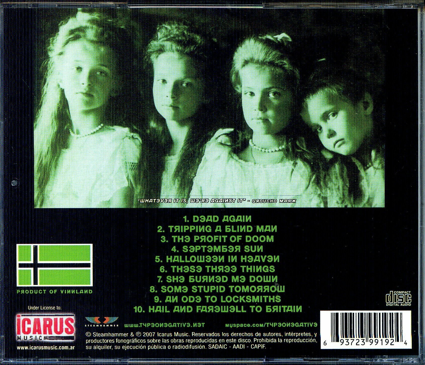 TYPE O NEGATIVE - Dead Again 2007 г Компакт диск — фото 1