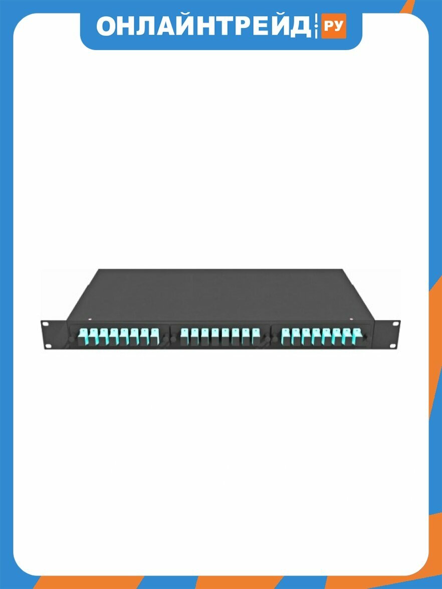 Кросс оптический стоечный Toplan 19", 24 SC/UPC адаптеров, многомодовый (OM3 50/125), 1U, черный, укомплектованный,