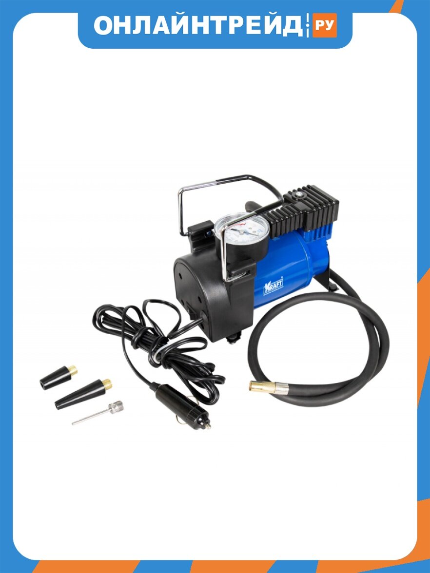 Компрессор Kraft KT 800034 ECO V-35L, 35 л/мин в сумке, 3 насадки