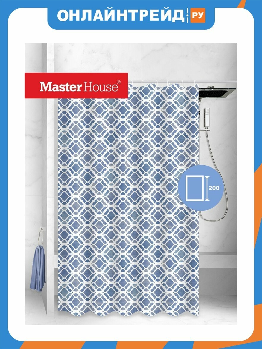 Штора для ванной Master House Нэви 75425, полиэстер, 180х200 см