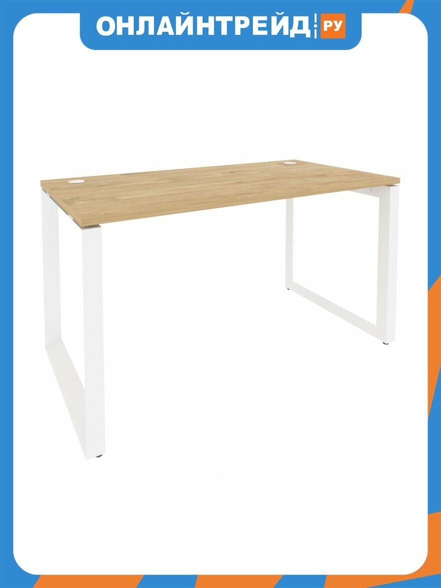 Стол рабочий Riva CHAIR на О-образном м/к O. MO-SP-3.7 Тиквуд светлый/Белый металл 1380*720*750 Onix