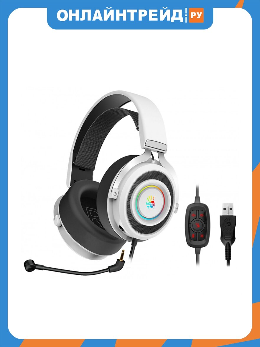 Игровые наушники A4TECH Bloody G535, проводные (USB), белый/черный
