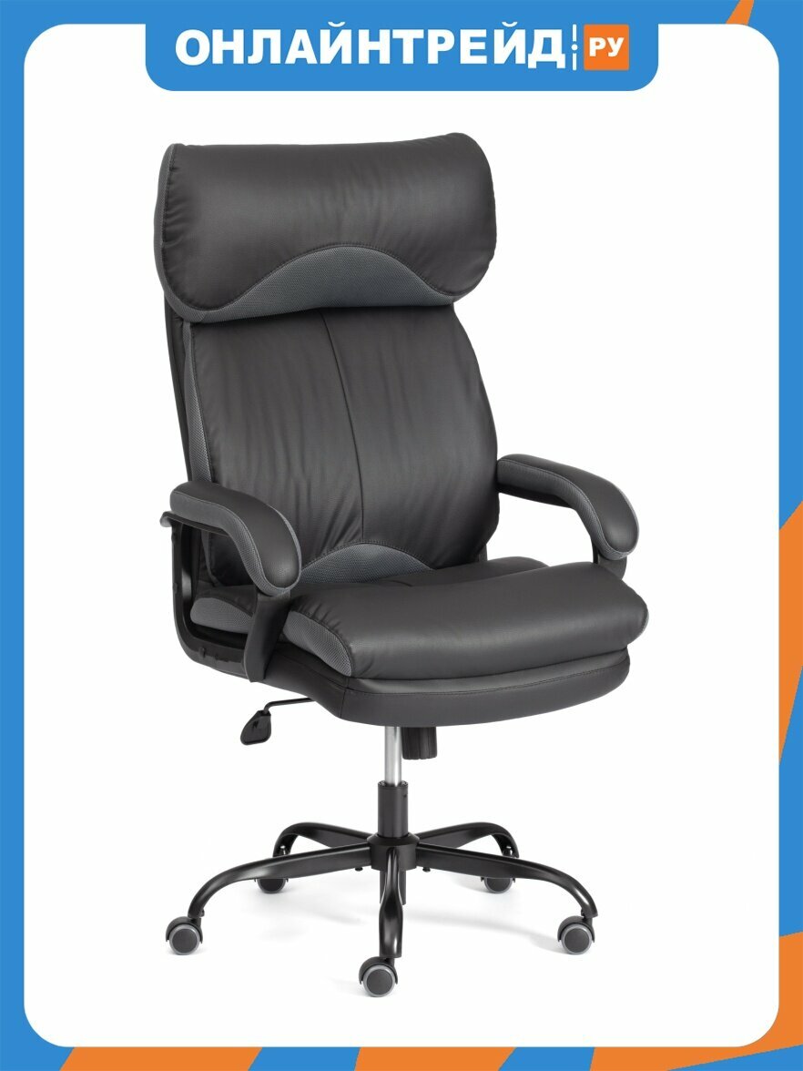 Кресло руководителя Tetchair Duke metal BL кож/зам/ткань, черный. серый