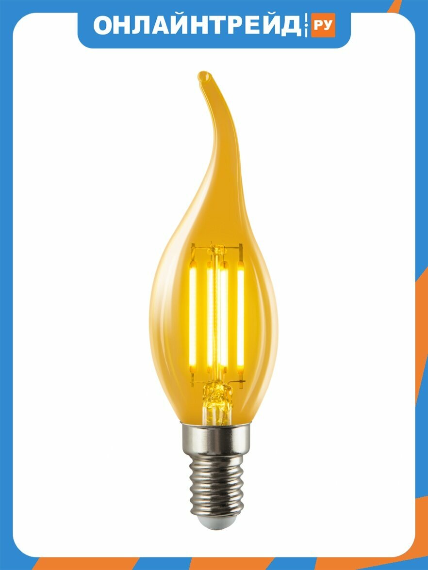 Светодиодная лампа Uniel Vintage LED-CW35-5W/GOLDEN/E14 GLV21GO Форма «свеча на ветру», золотистая колба. Картон. ТМ