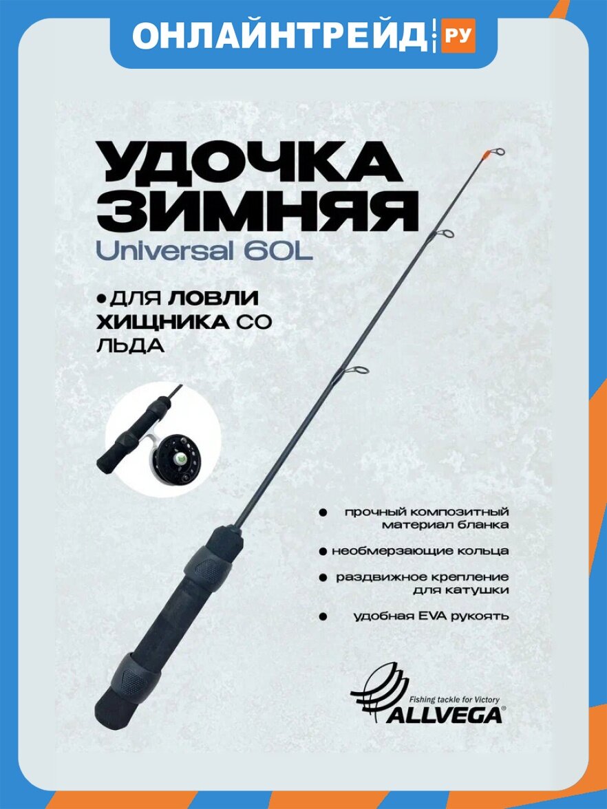 Удилище зимнее Allvega Leader Pro 60MH 60см, тест 15-40г