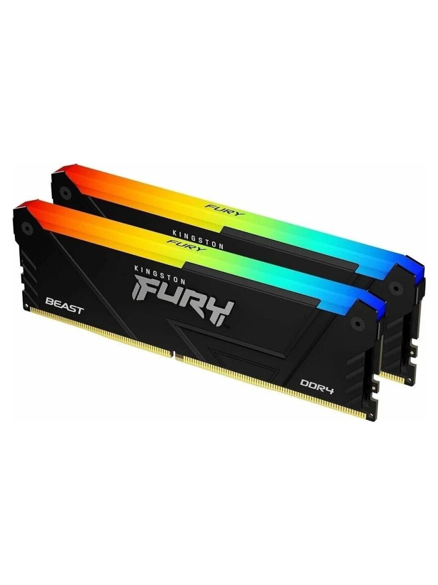 Оперативная память Kingston DDR4 32Gb(2x16Gb) 3200Mhz pc-25600 FURY Beast Black RGB CL16 1.35V (KF432C16BB12AK2/32)