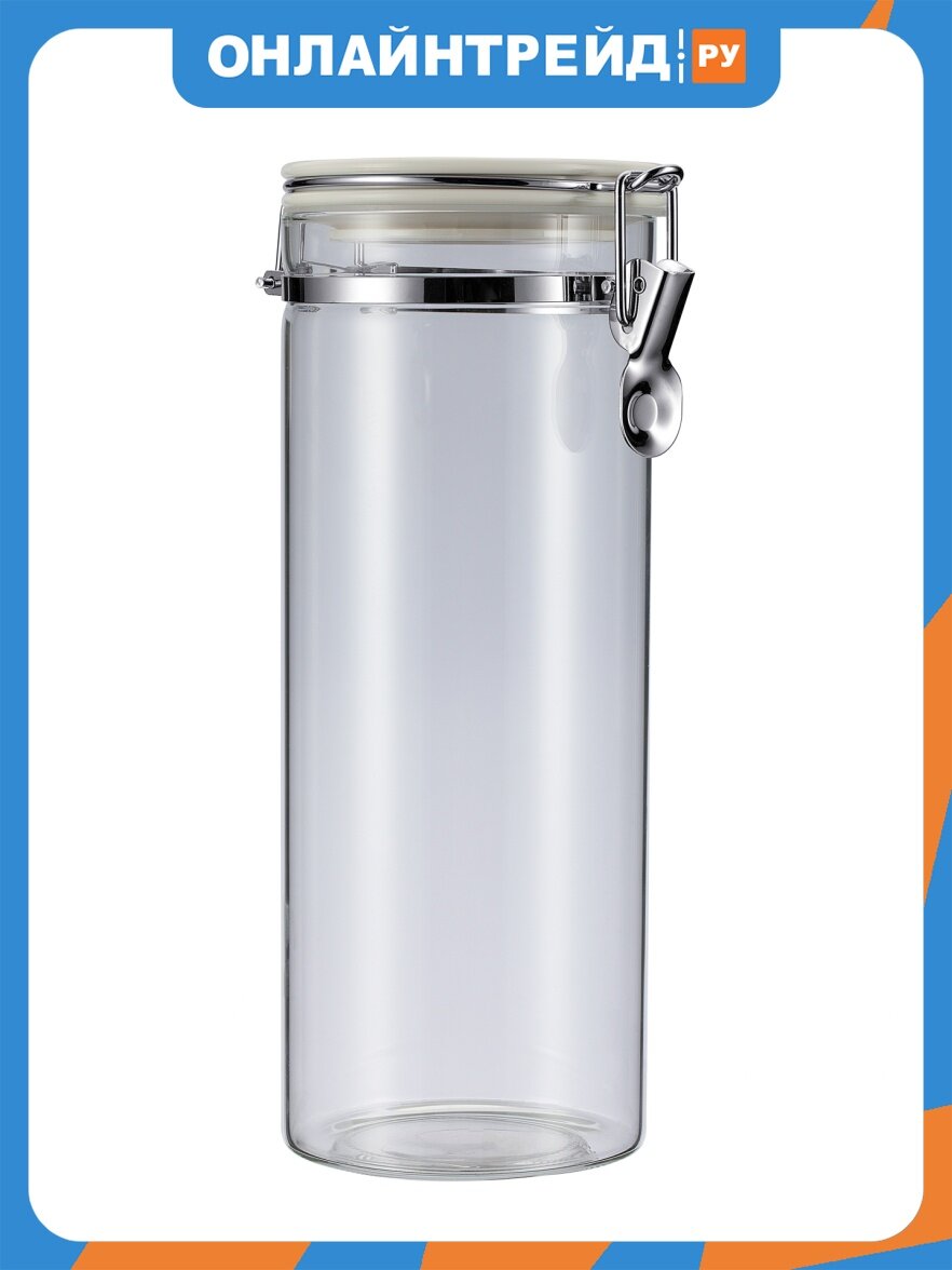 Банка Regent Inox Linea Desco 1.5 л, для сыпучих продуктов, с замком, стекло (74-703)