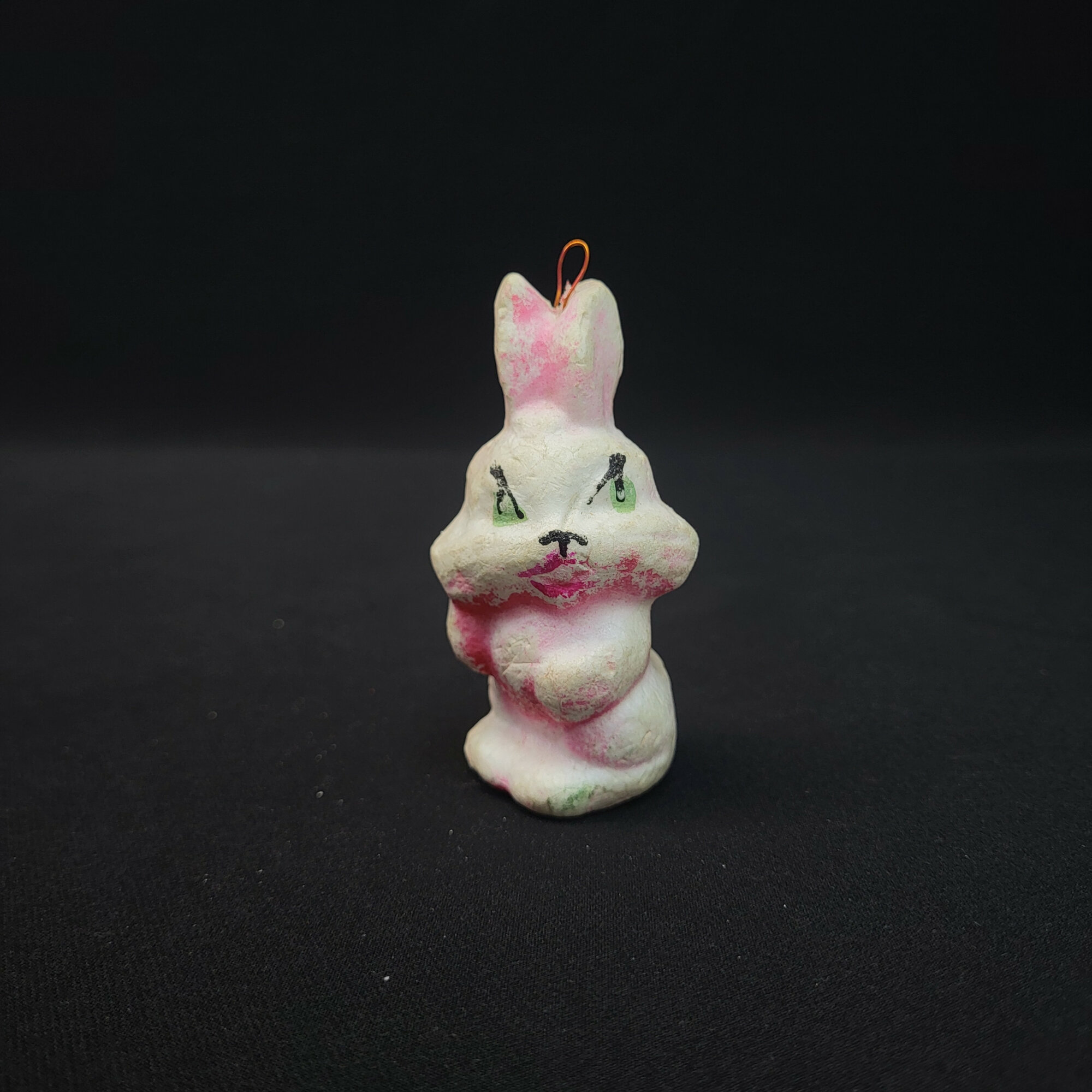Елочная игрушка винтажная, СССР. Фигурка зайца, папье маше, подвесное украшение