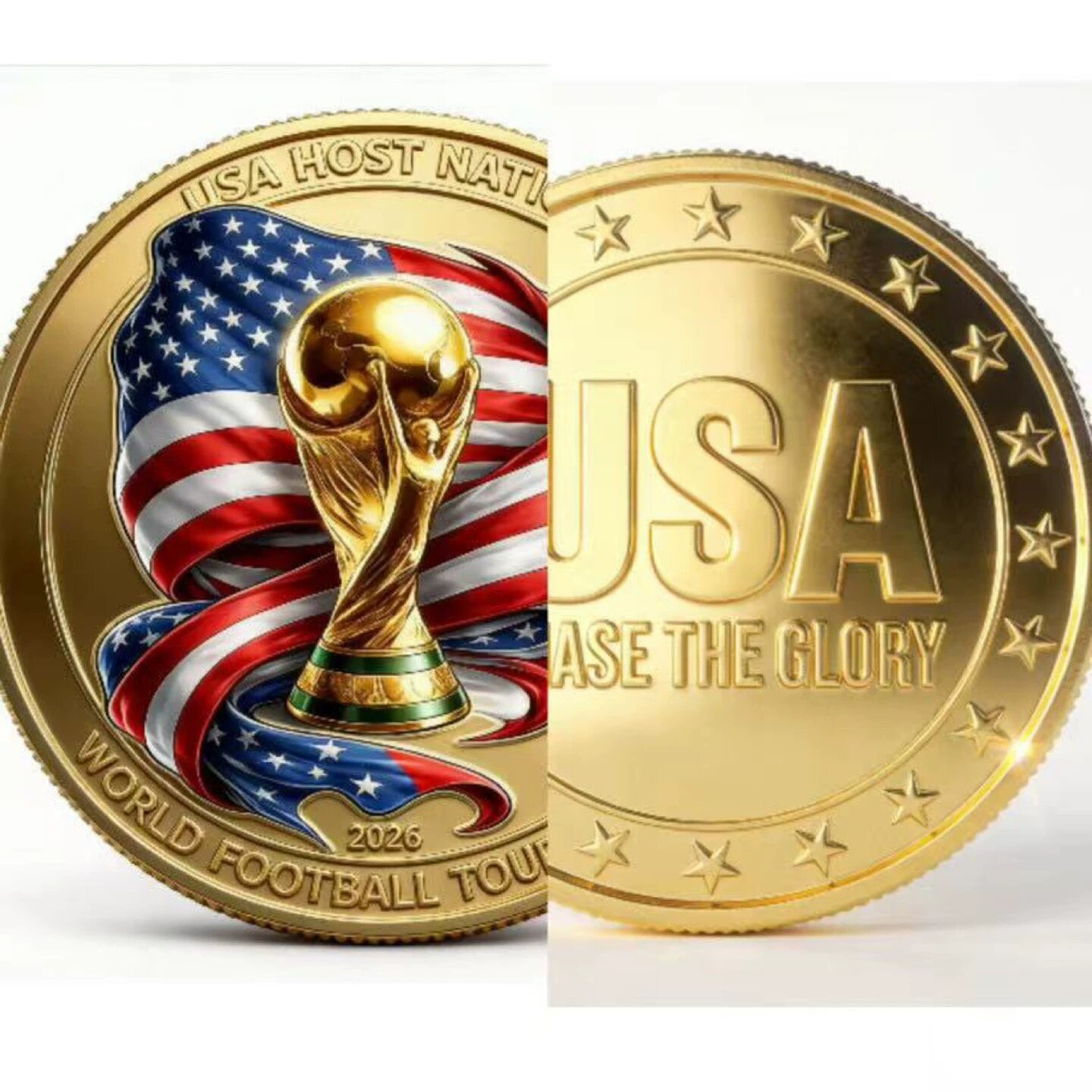 2026 U. S.-Canada-Mexico World Cup Theme Commemorative Coin Handicraft Alloy Decoration Badge Peripheral Collection Creative Gifts
