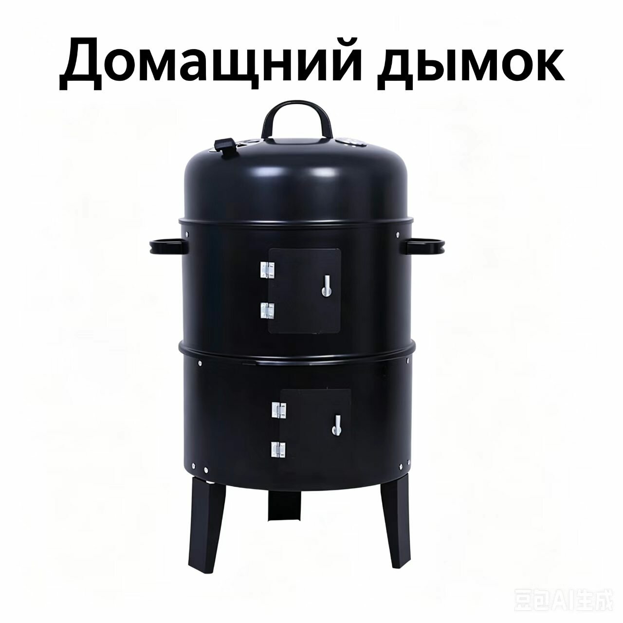 Вертикальный мангал-коптильня 3 в 1 с термометром и поддувалом лёгкий, переносной, с двумя дверцами