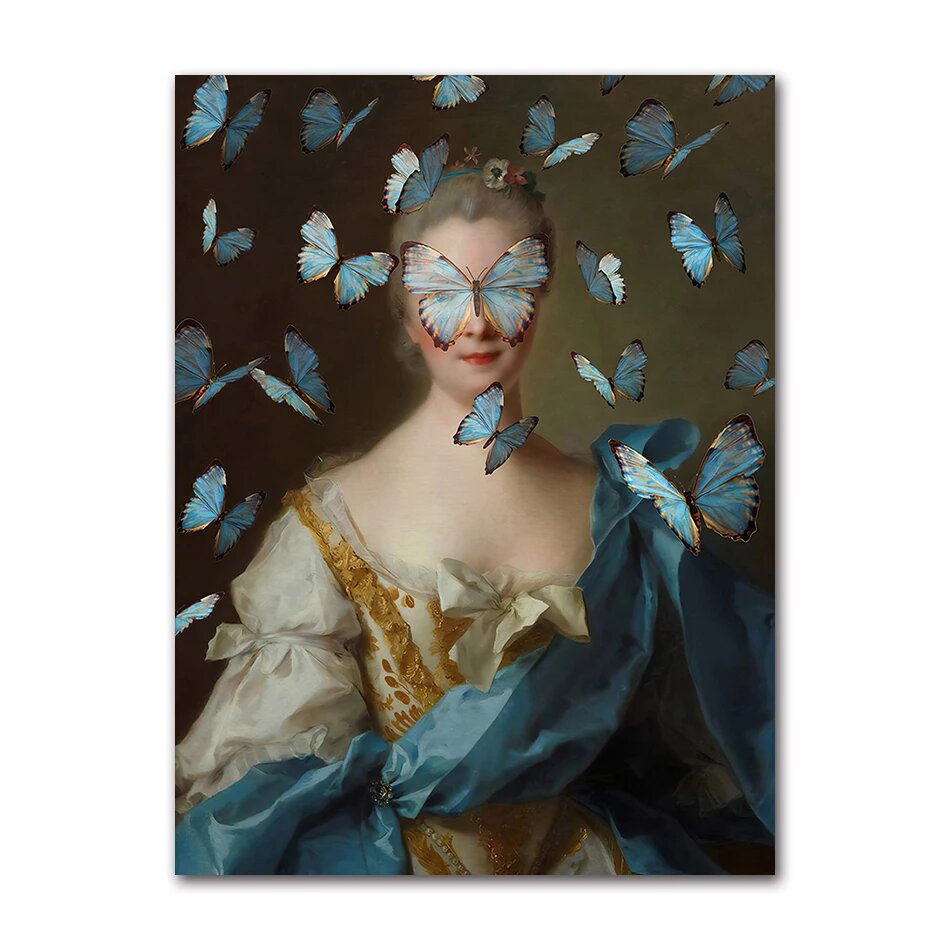 Портрет с бабочками, ретро стиль, 50x70см, 2212-01