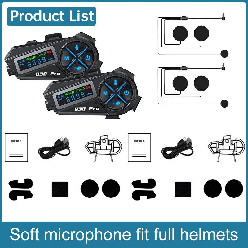 1/2 шт, гарнитура для мотоциклетного шлема, домофон V5.4, Intercomunicador Moto Music 2PCS Soft Mic