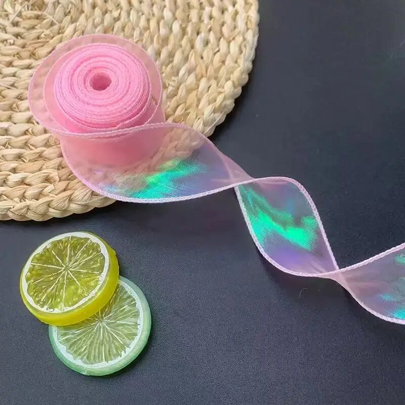 Лента органза рыбий хвост 40 мм, переливающаяся, светоотражающая Colorful-5, 1pcs