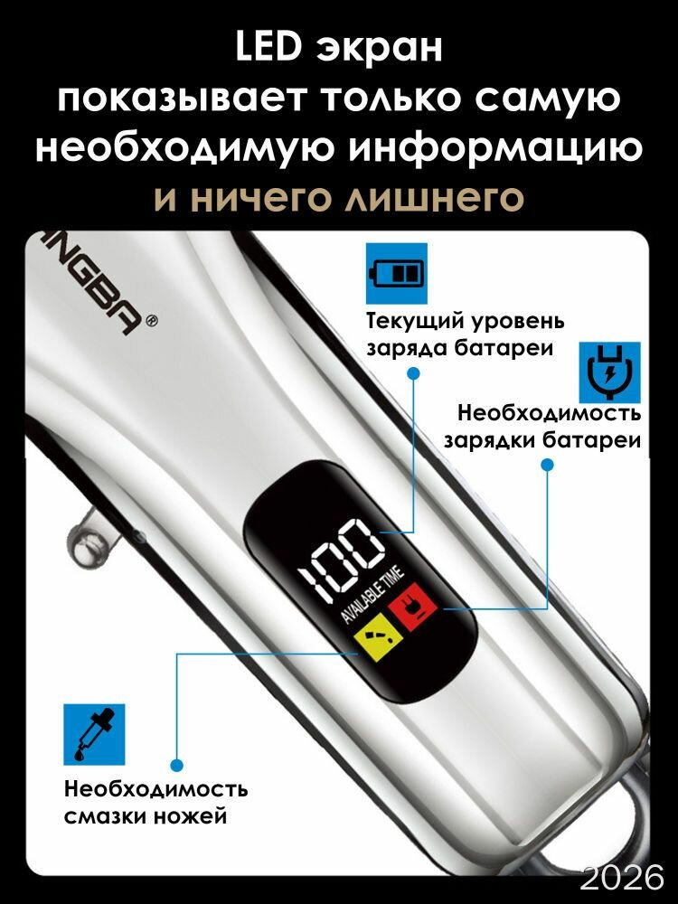 Машинка для стрижки животных LANGBA с LED дисплеем, 10 Вт, 180 минут работы, из нержавеющей стали — фото 1