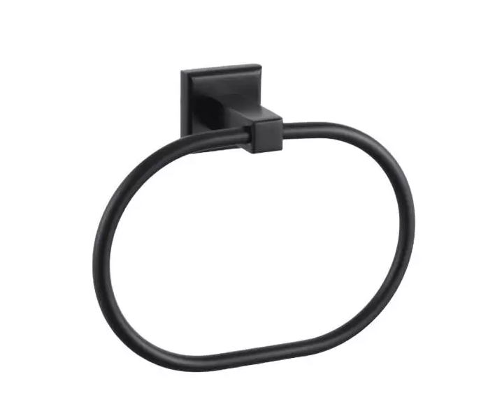 Полотенцедержатель "Classic Quadro Black" DB029, кольцо, латунь, черный, 16х16 см