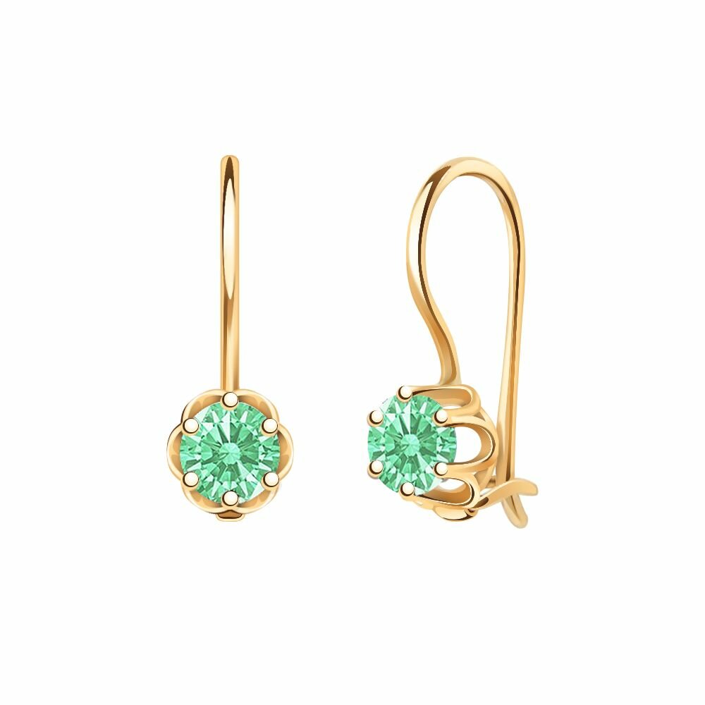 Серьги, золото, 585 проба, фианит