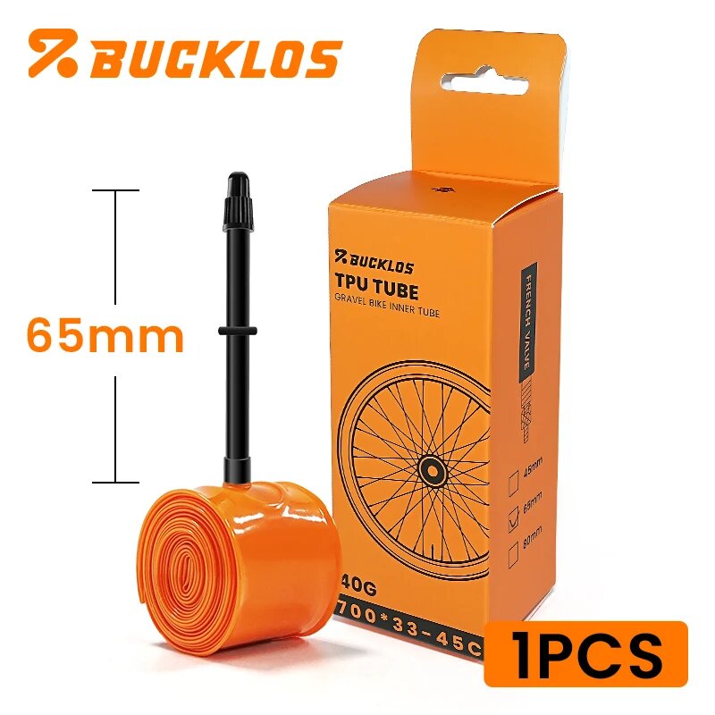 BUCKLOS внутренняя камера для велосипеда 700C 23-32C / 33-45C, ТПУ, FV 45/65/80 мм 65mm-700 33-45C