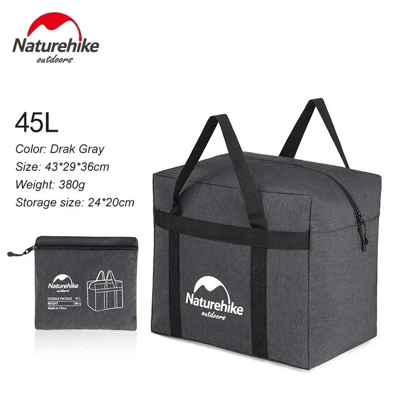 Складные сумочки Naturehike для путешествий и кемпинга Серый, 45L Dark Black