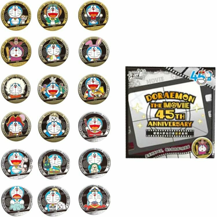Набор значков унисекс KAYOU "Doraemon Movie 45th Anniversary" из жестяных значков-сюрпризов