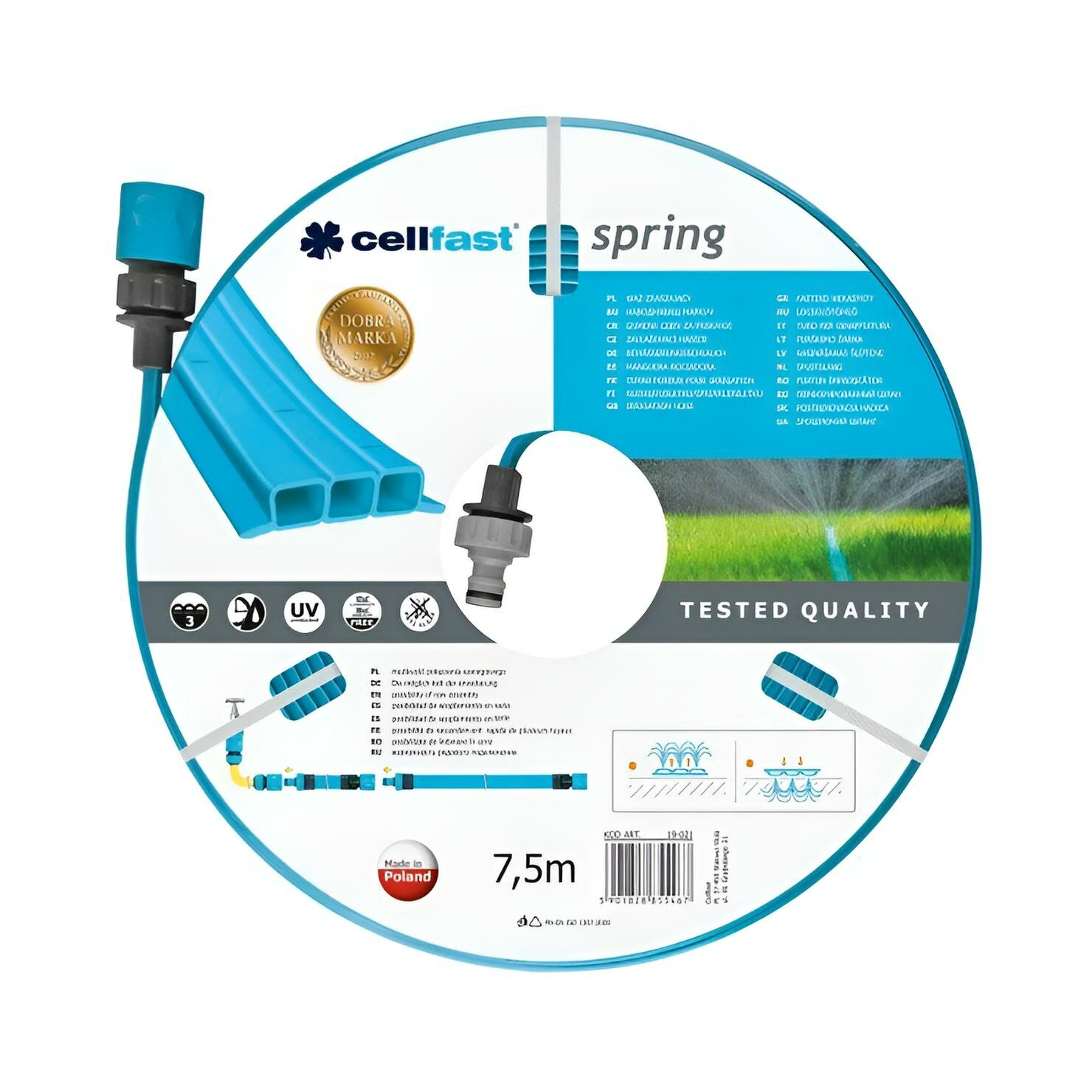 Шланг-дождеватель Cellfast "SPRING", перфорированный, длина 7,5м, 1/2", 0,64 кг