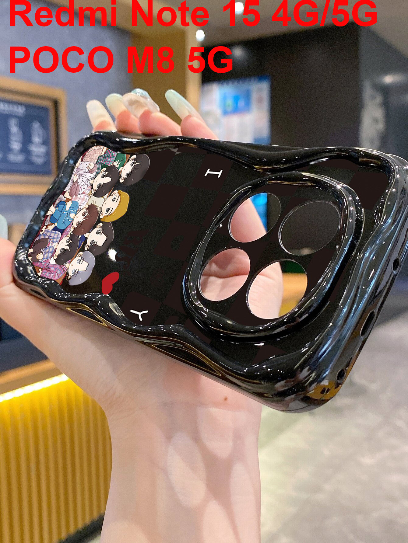 Чехол неправильной формы для Redmi Note 15 5G с изображением BTS BT21 и мягкой волной.